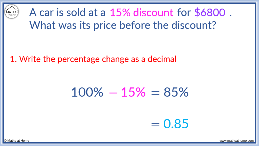 How To Calculate An Original Amount Using Reverse Percentages 