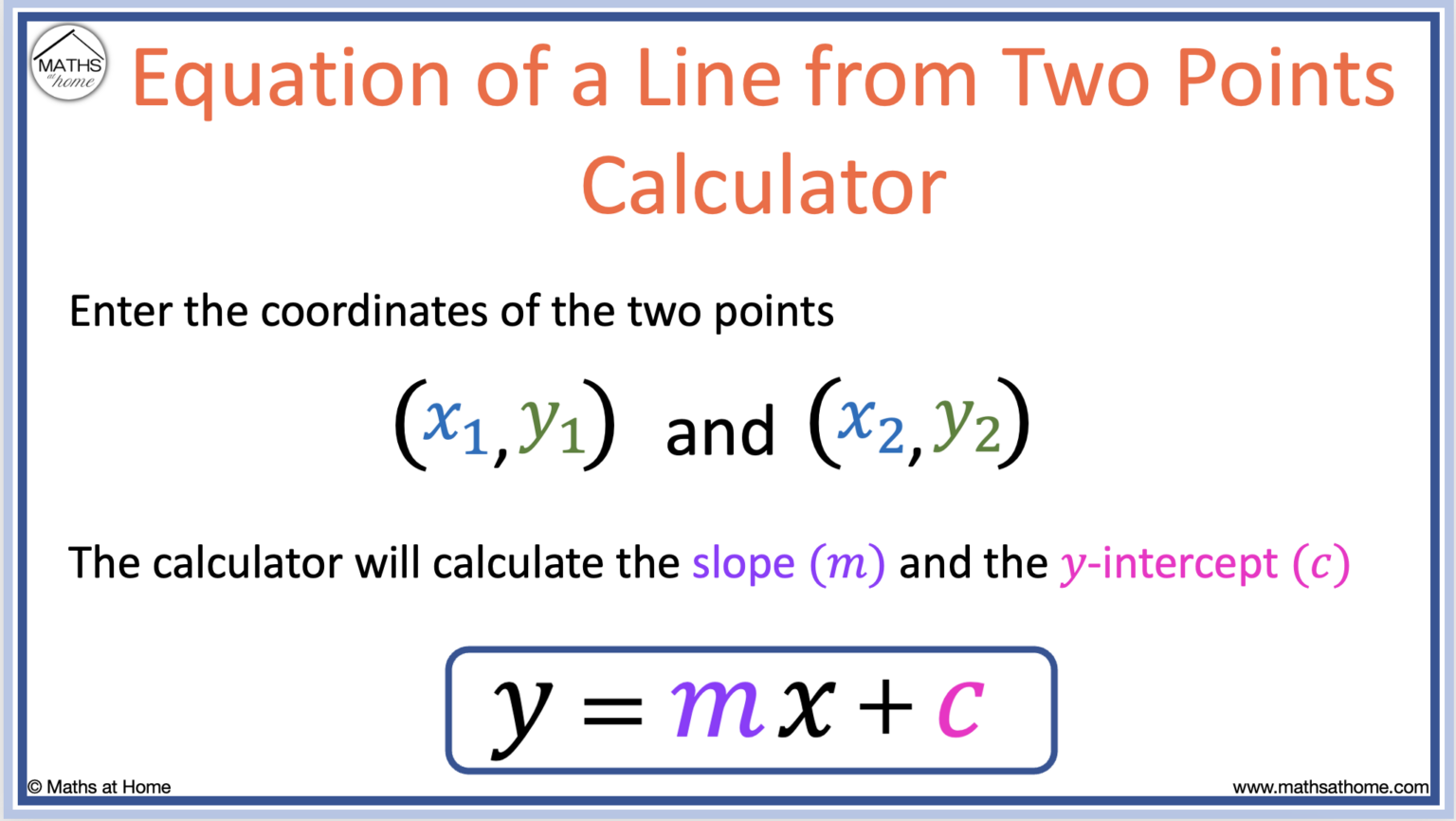 How to Find the Equation of a Line From Two Points – mathsathome.com